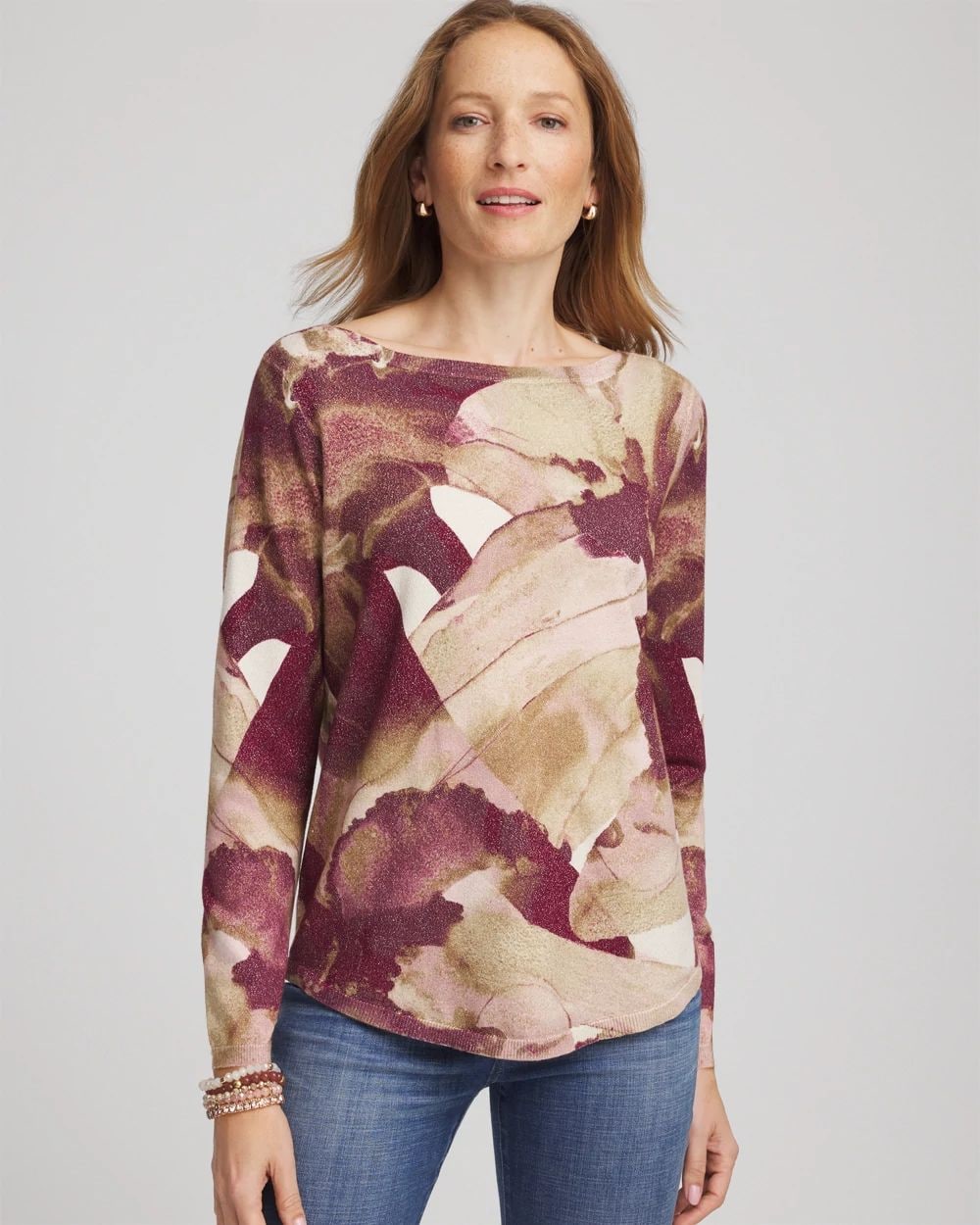 Ella Ocean Glitz Boatneck Sweater | Chico's